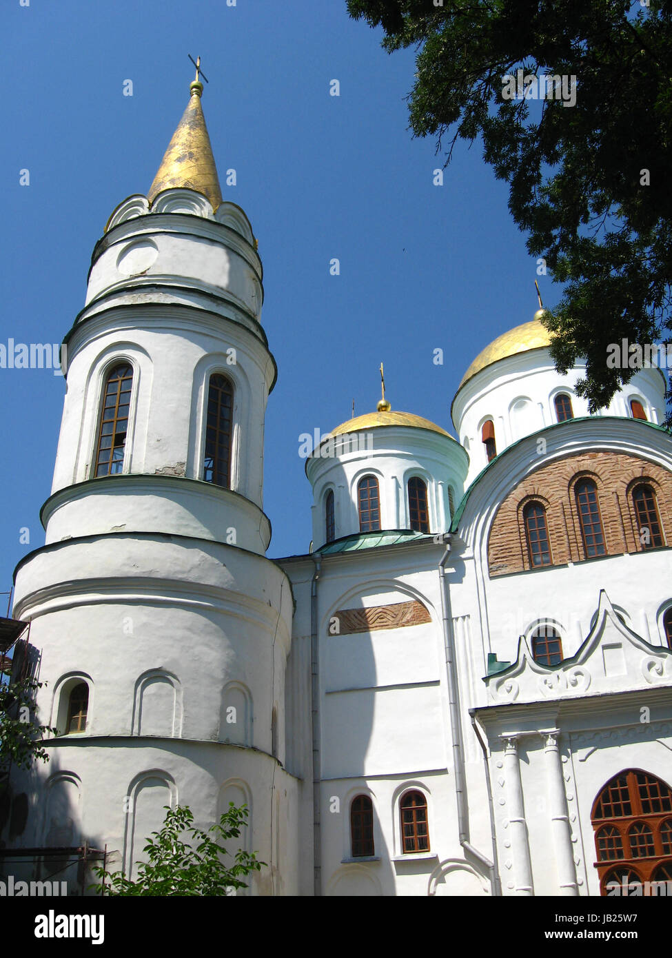 beautiful Christian church on the background of blue sky in Chernigov ...