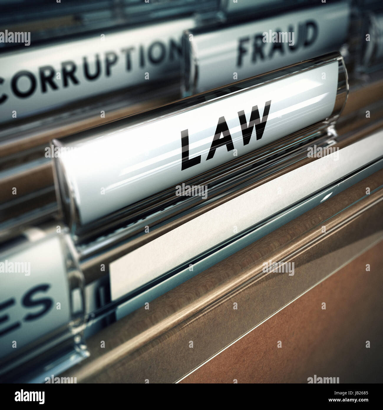 File with close up on a tab where it is written the word law, at the ...