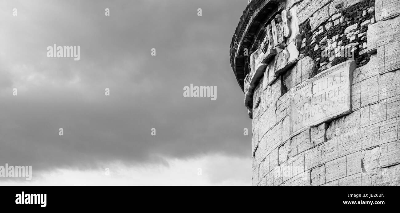 Detail of the ancient roman Tomb of Caecilia Metella along Old Appian ...