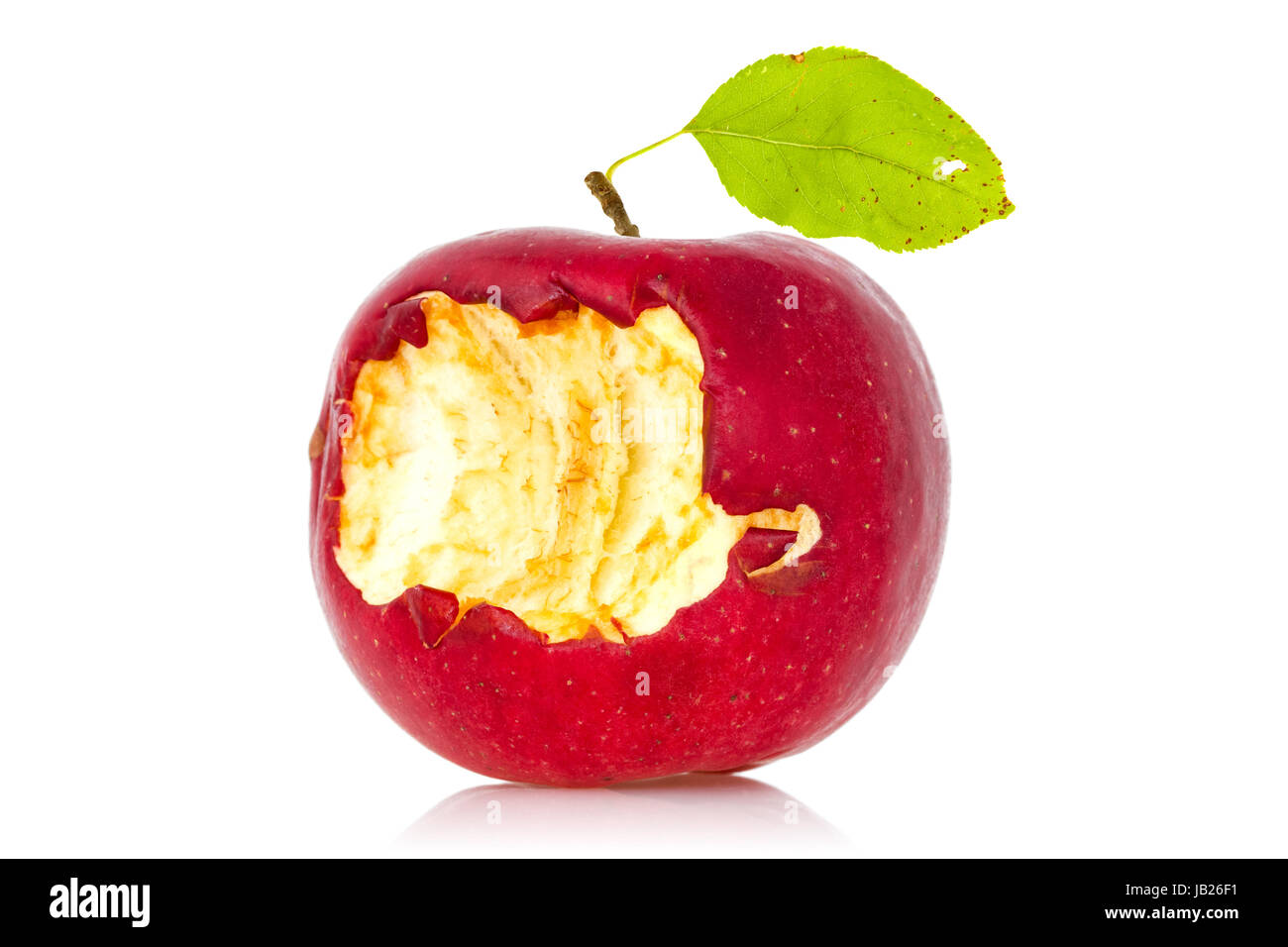 Bitten red apple on a white background Stock Photo - Alamy