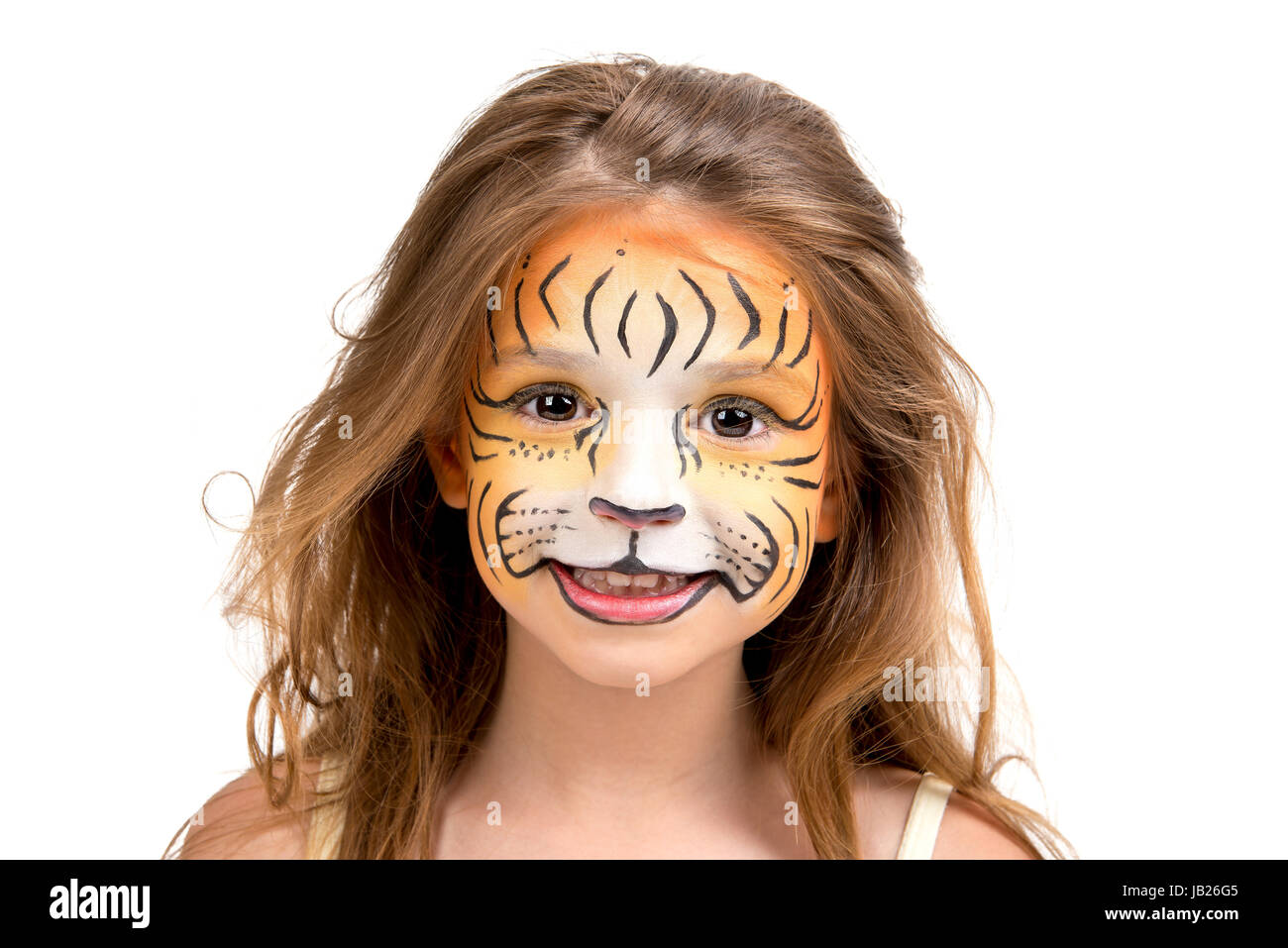 Little girl tiger painted face hi-res stock photography and images - Alamy