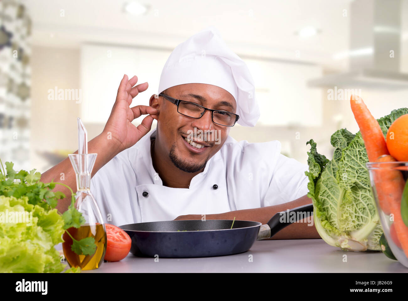 Male chef with fruits and vegetables cooking Stock Photo - Alamy