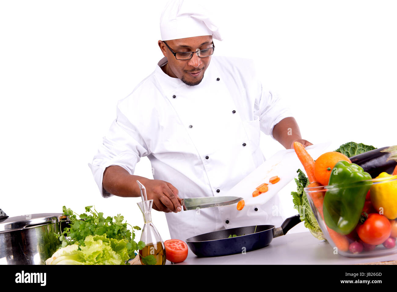Male chef with fruits and vegetables cooking Stock Photo - Alamy