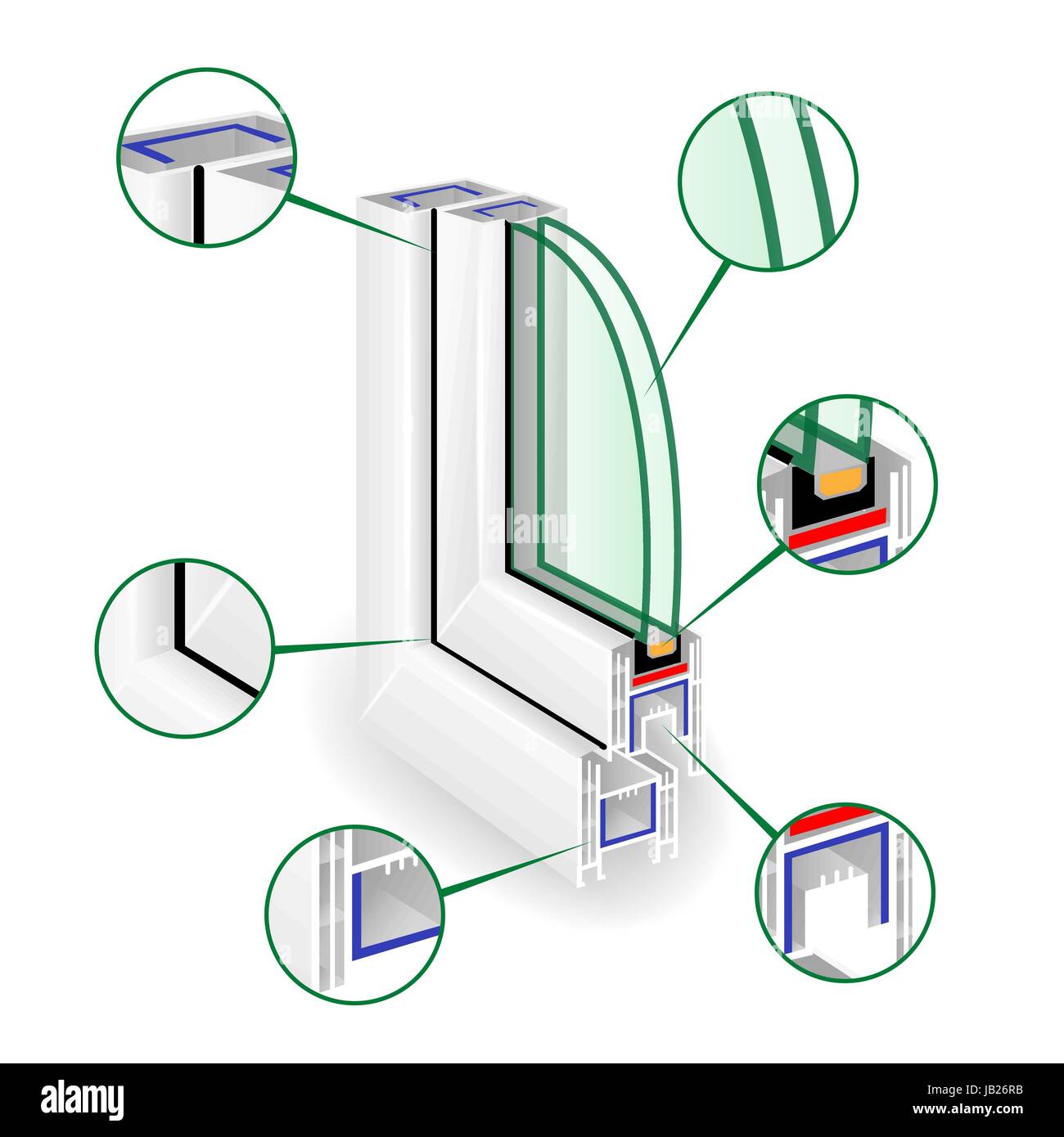 Plastic Profile Frame Window. Infographic Templeate. Sectional View ...