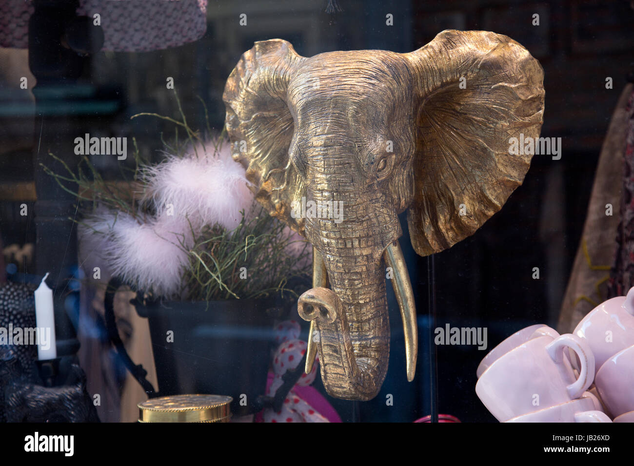 Elephant Head in Souvenir Shop Window, Old Town; Gamla Stan; Stockholm ...