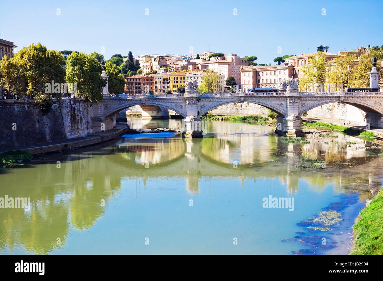 Famous Bridge Ponte Vittorio Emanuele II over Tiber, Rome Stock Photo ...