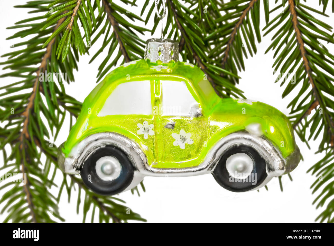 isolated green car for on a Christmas tree Stock Photo - Alamy