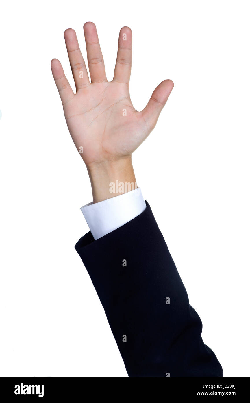 business man hand sign in suit isolated Stock Photo - Alamy