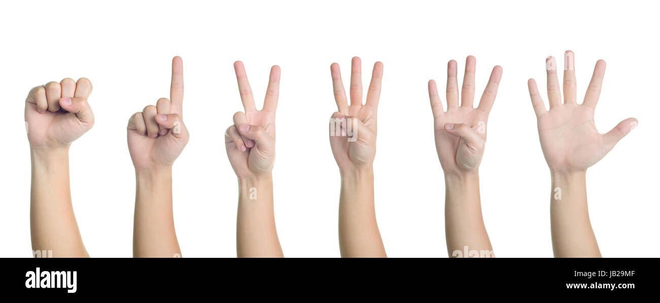 all hand sign posture number 0-5 in isolated Stock Photo - Alamy