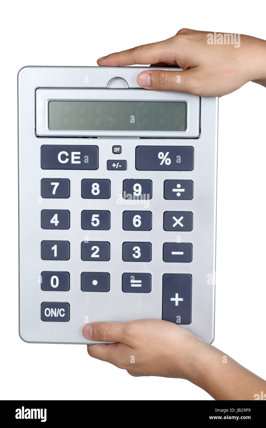 hand sign posture hold Calculator in isolated Stock Photo - Alamy
