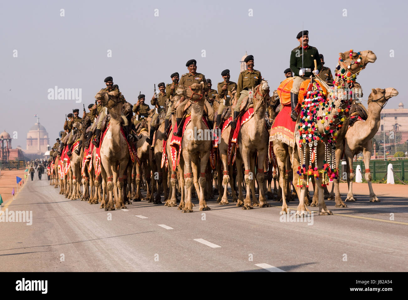 Camel Corps of the Indian Border Security Force parading down the Raj ...