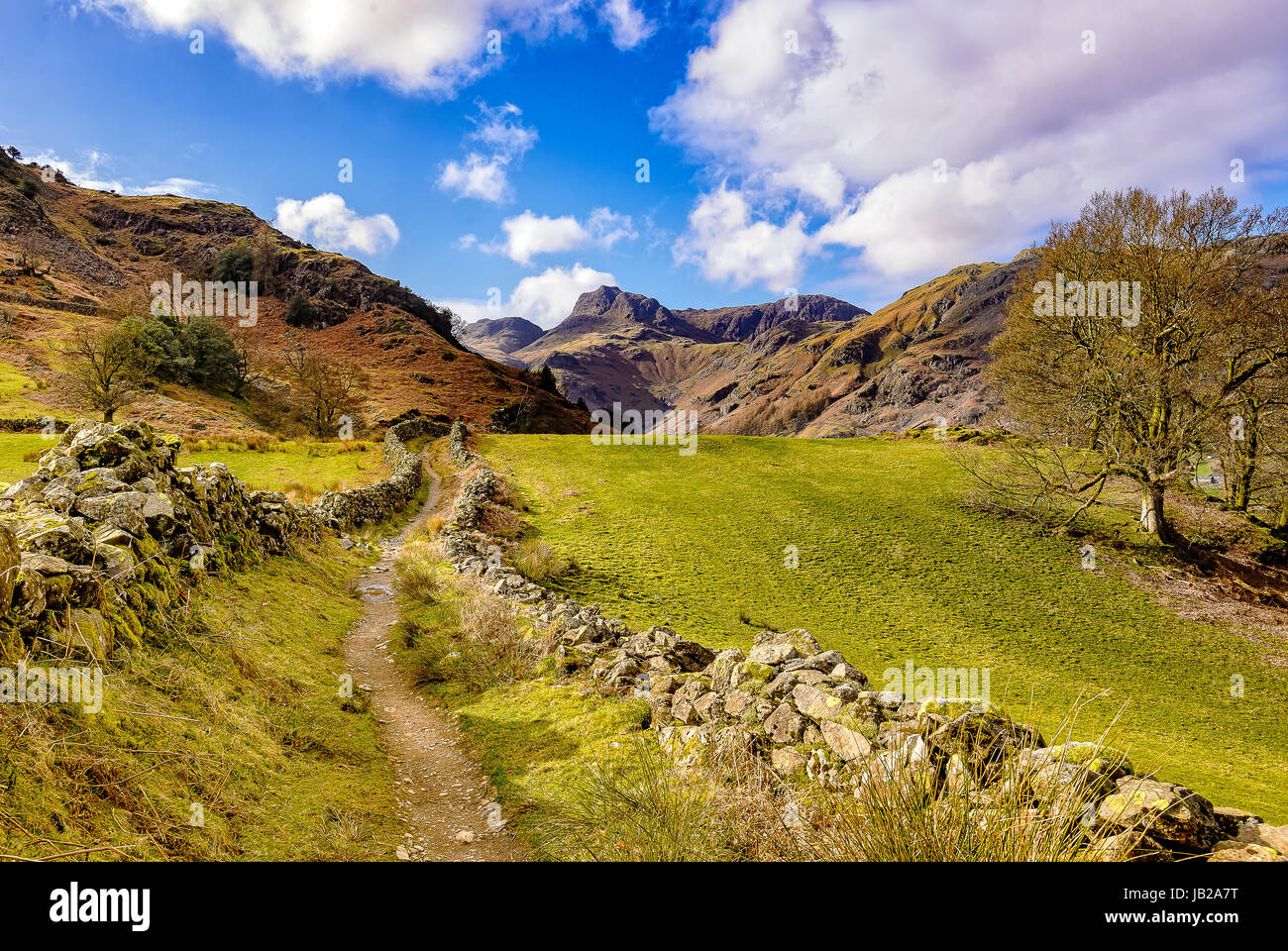 Great Langdale valley with the Langdale Pikes Stock Photo - Alamy