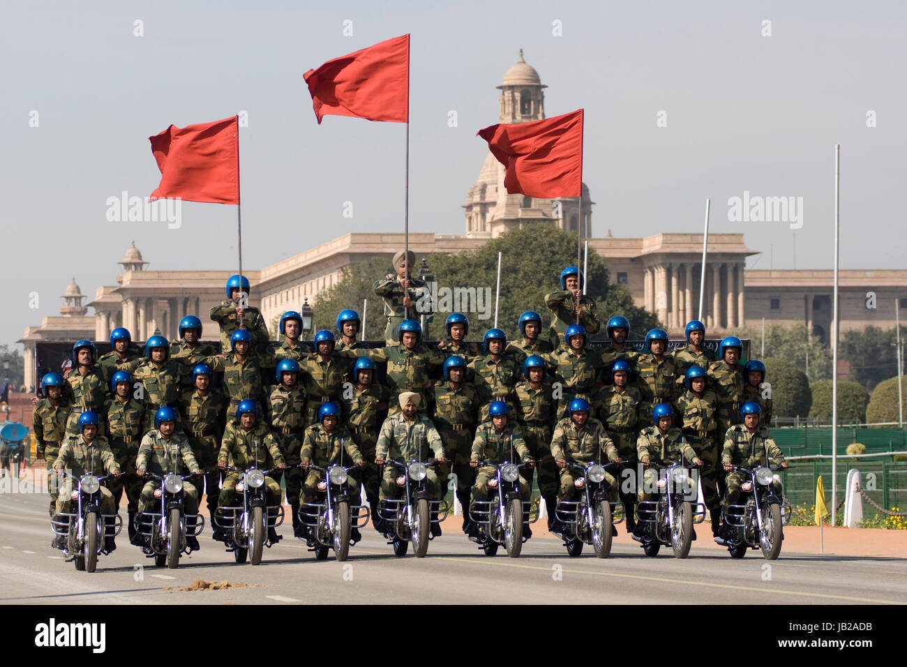 Motorbike display team of the Indian Army riding down the Raj Path in ...
