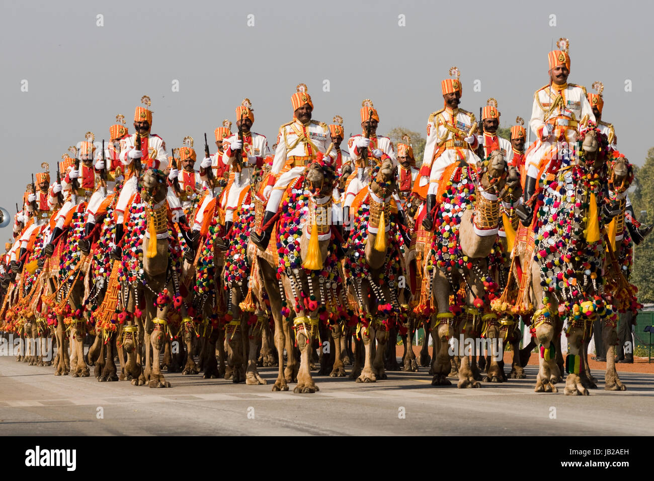 Camel Corps of the Indian Border Security Force parading down the Raj ...