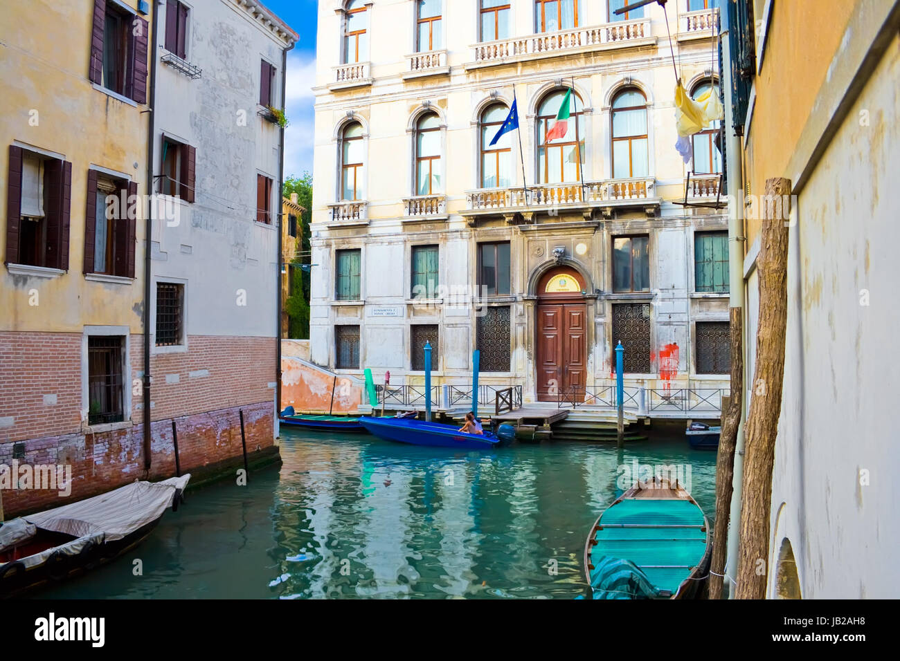 Nice venetian canal and old buildings, Italy Stock Photo - Alamy