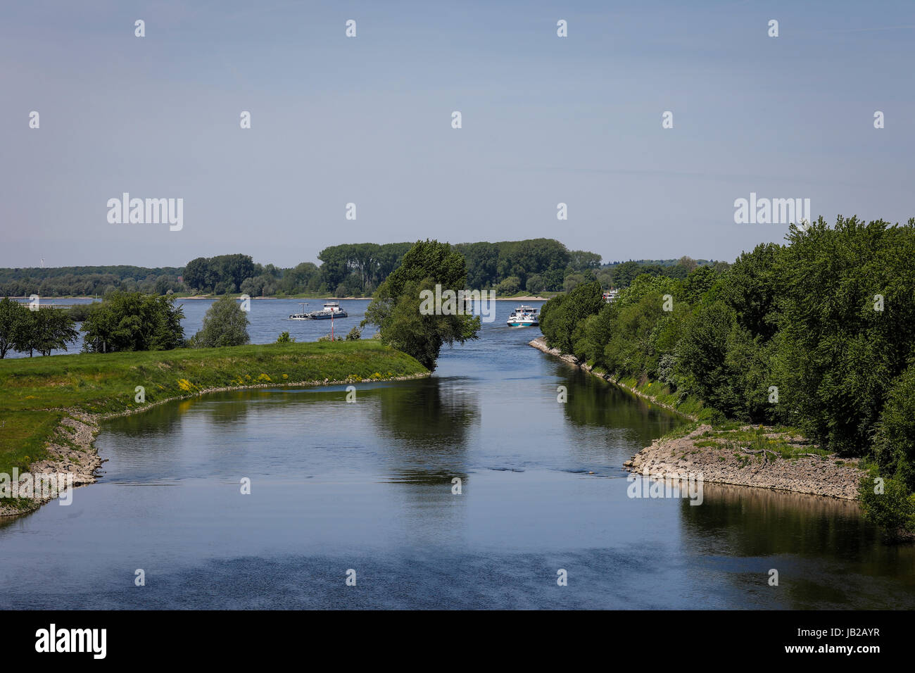 Lippe, river estuary in the Rhine, renaturalised meadow landscape ...