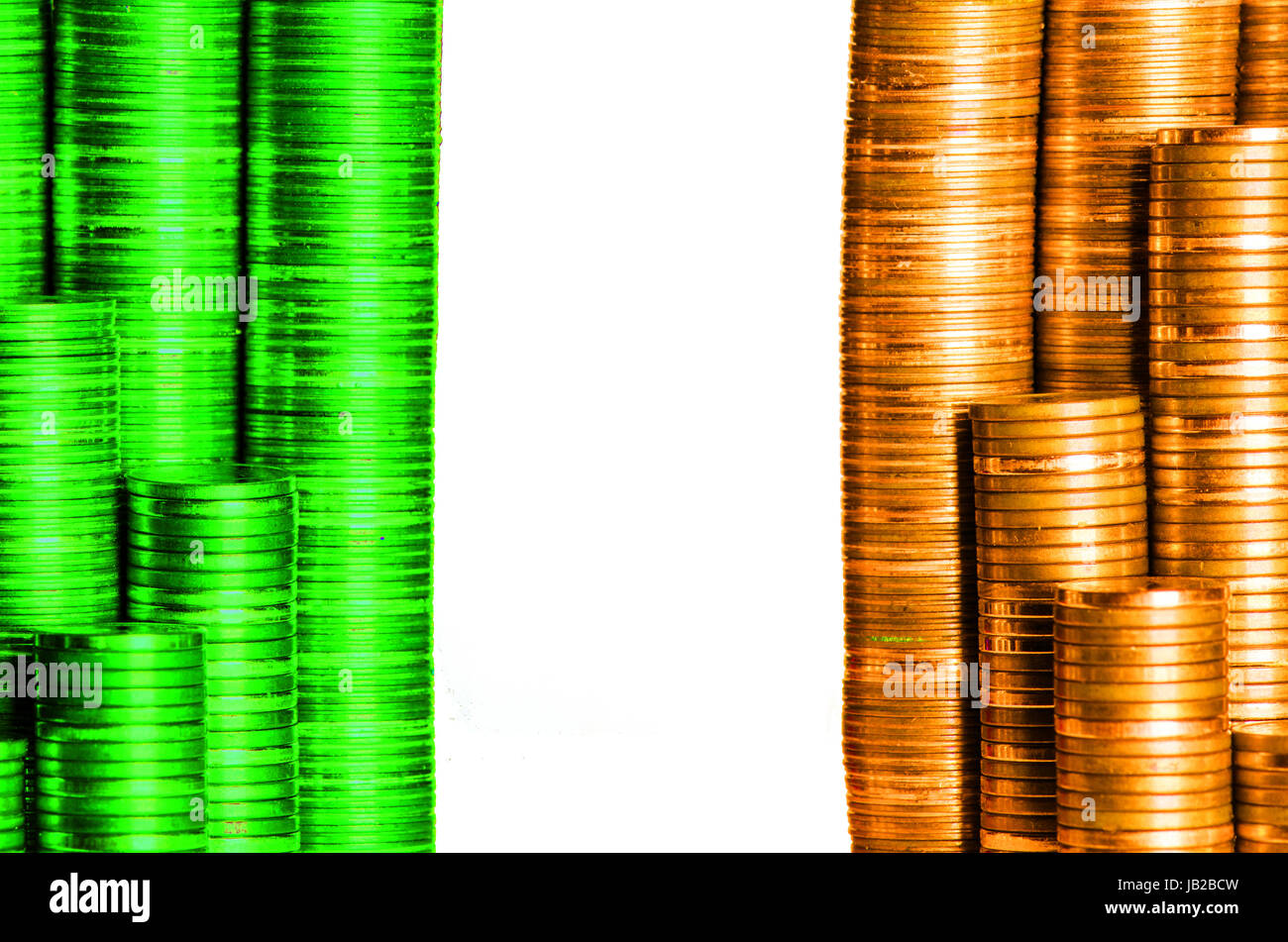 irish money flag constructed from stacks of coins Stock Photo - Alamy