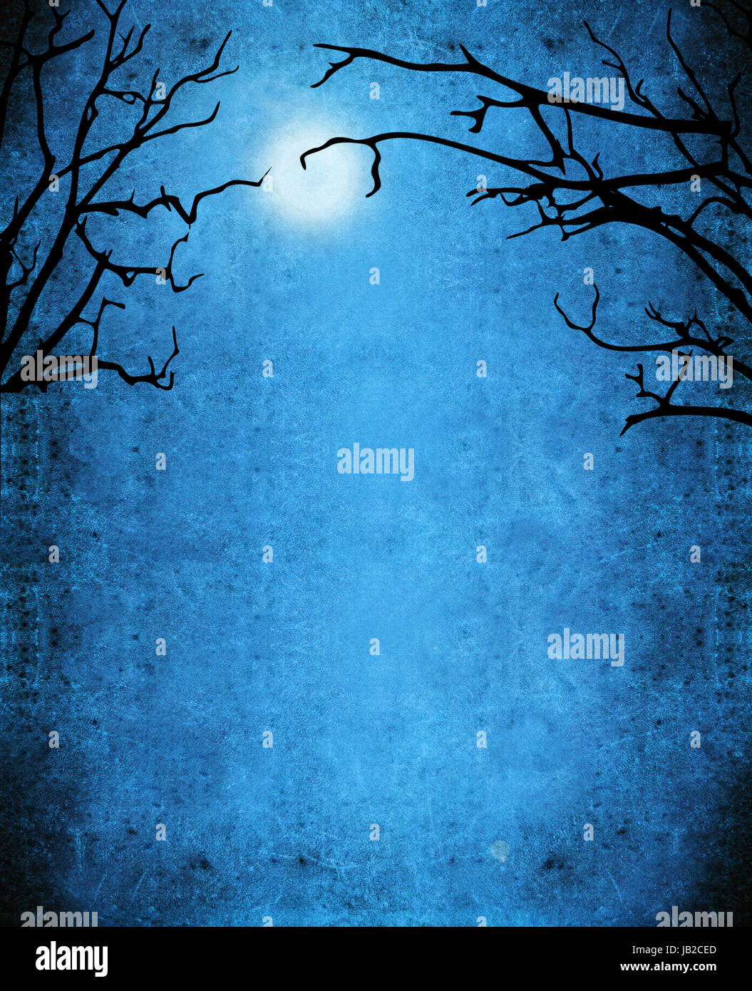 nocturne background with trees and moon Stock Photo - Alamy