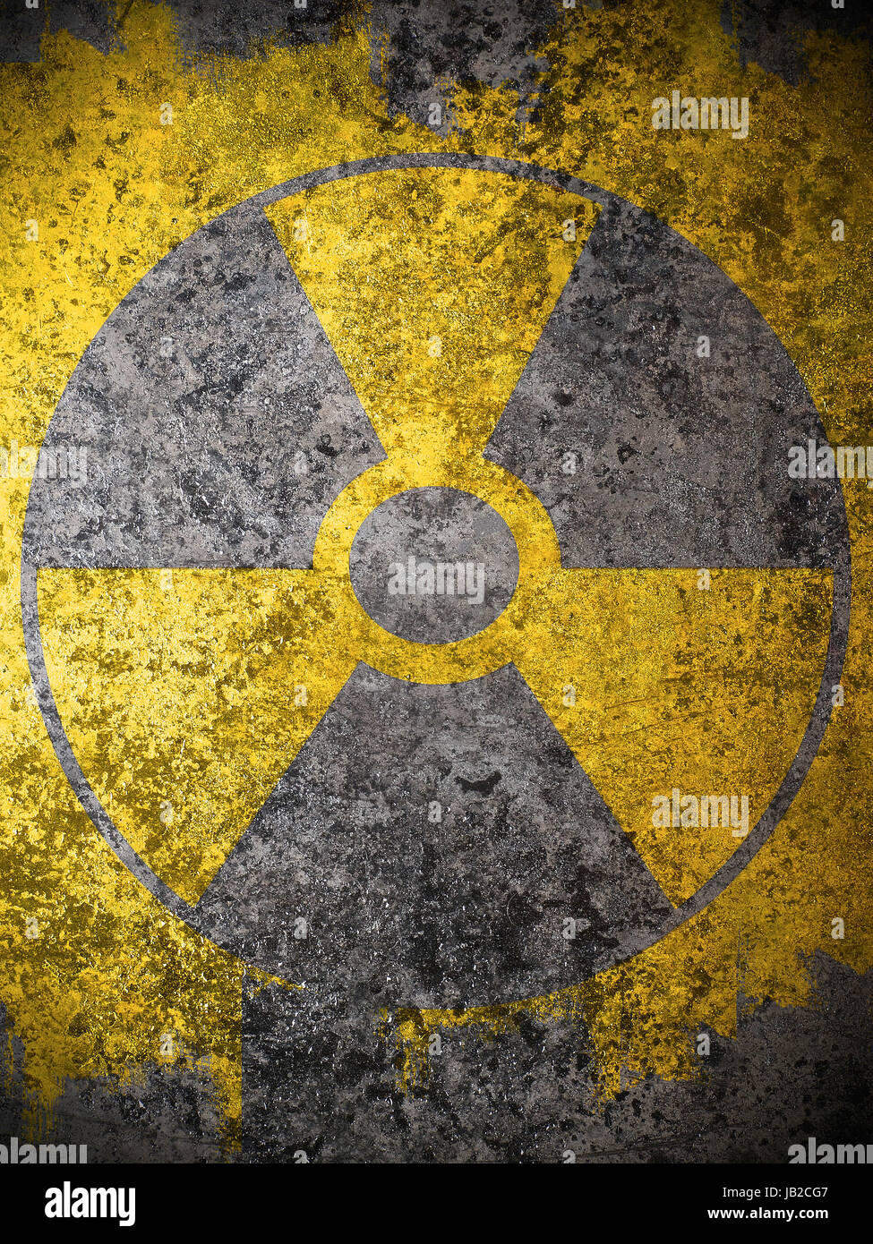 dirty yellow nuclear warning symbol Stock Photo - Alamy