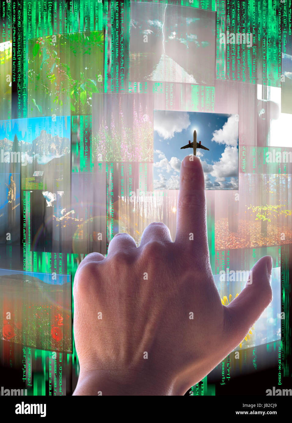 hand choosing pictures on touch screen Stock Photo - Alamy