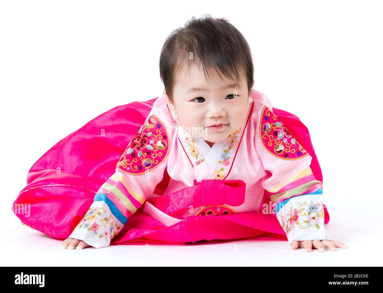 Korean Little girl crawling Stock Photo - Alamy