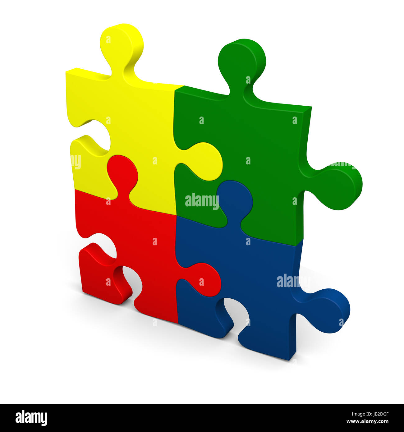 Puzzle pieces connected isolated on white background, concept of ...