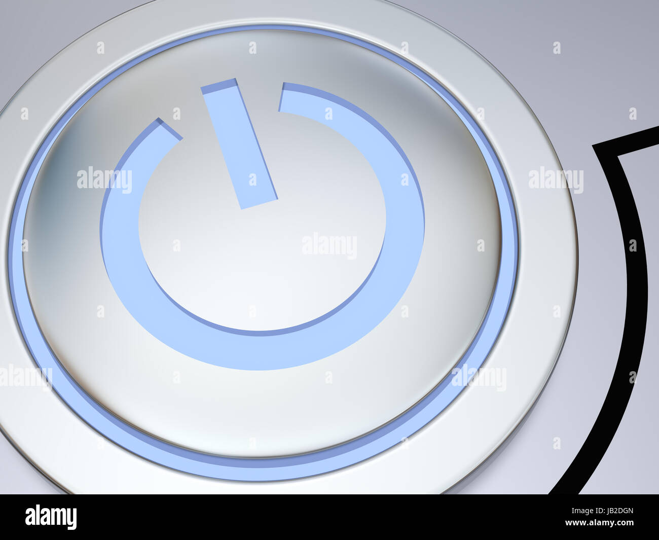 Metallic on-off button illustration with glowing blue light Stock Photo ...