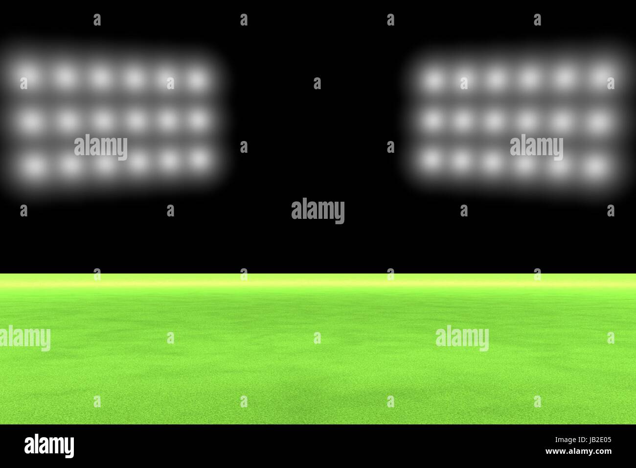 Empty green field with big arena lights, 3d render Stock Photo - Alamy