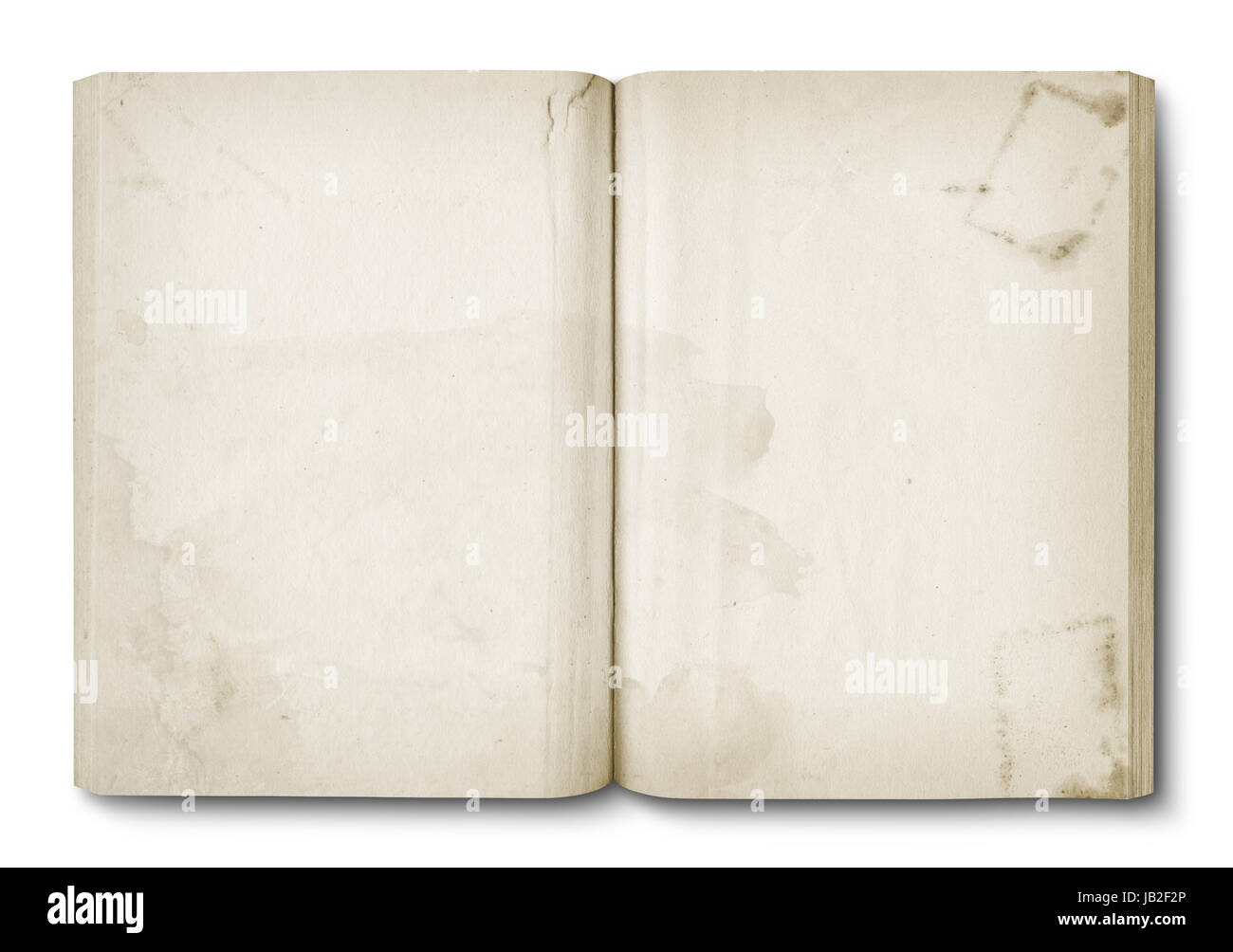 Old stained open book isolated on white with clipping path Stock Photo ...