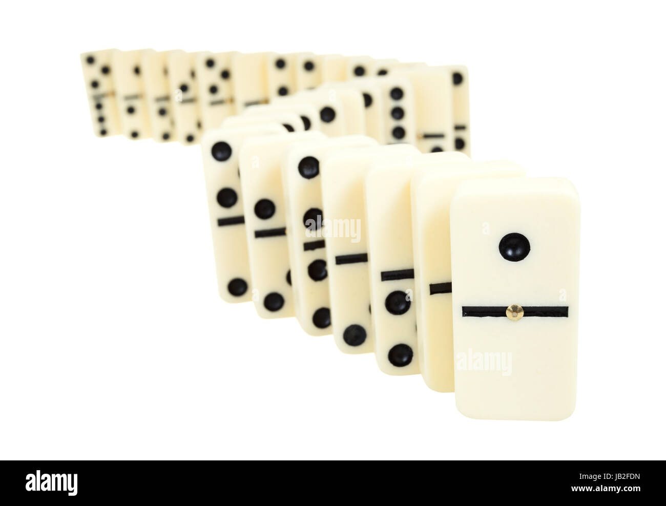 sinuous line from dominoes isolated on white background Stock Photo - Alamy