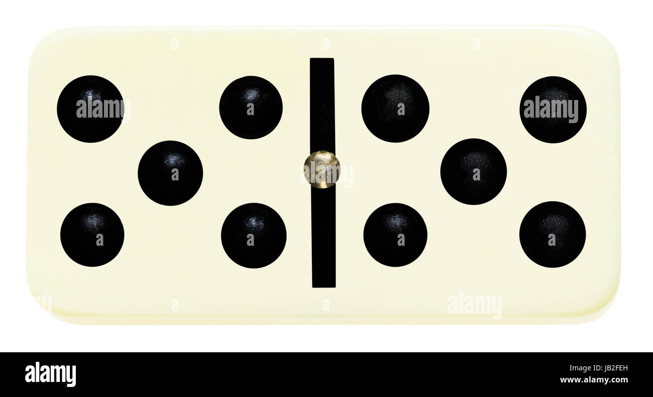 five, five domino tile on isolated on white background Stock Photo - Alamy