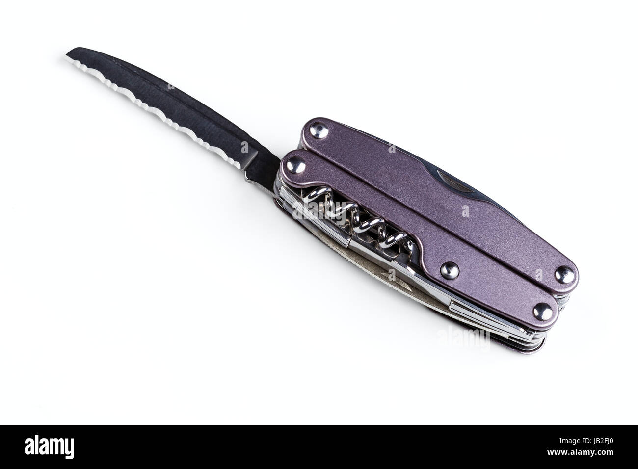 steel folding multitool isolated on a white background Stock Photo - Alamy