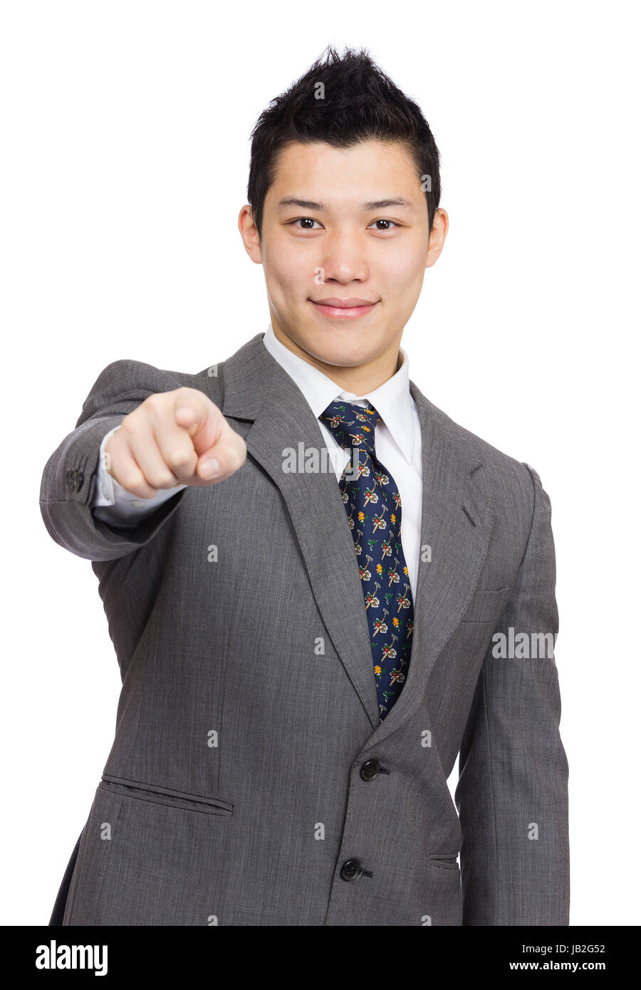 Asian businessman point to you Stock Photo - Alamy