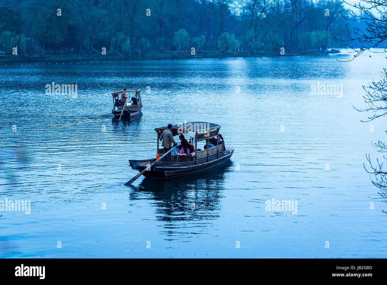 Small tourist boats, West Lake, Hangzhou, Zhejiang province, China ...