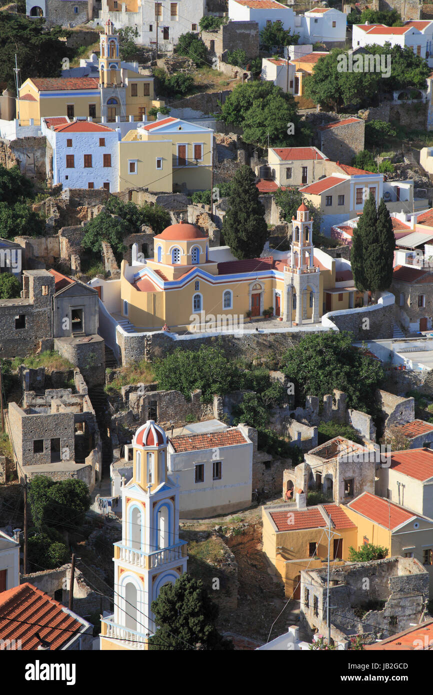 Greece, Dodecanese, Symi, Horio, aerial view Stock Photo - Alamy