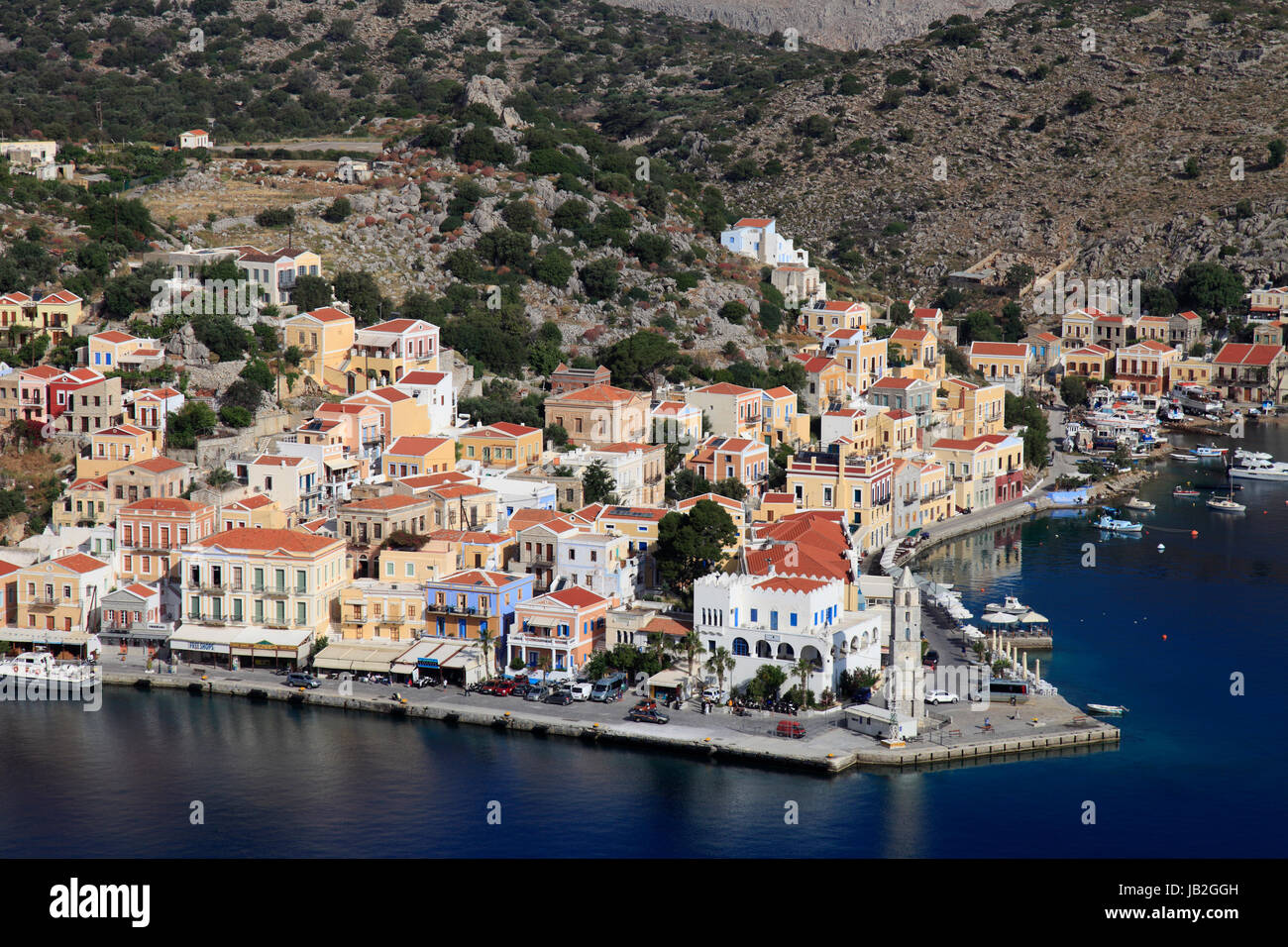 Symi harbour aerial view hi-res stock photography and images - Alamy