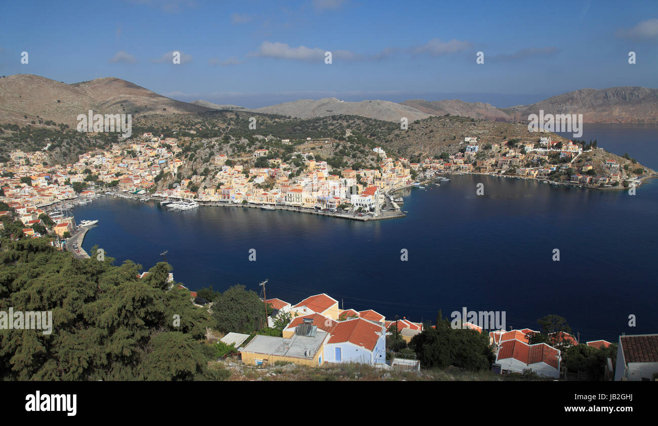 Symi harbour aerial view hi-res stock photography and images - Alamy