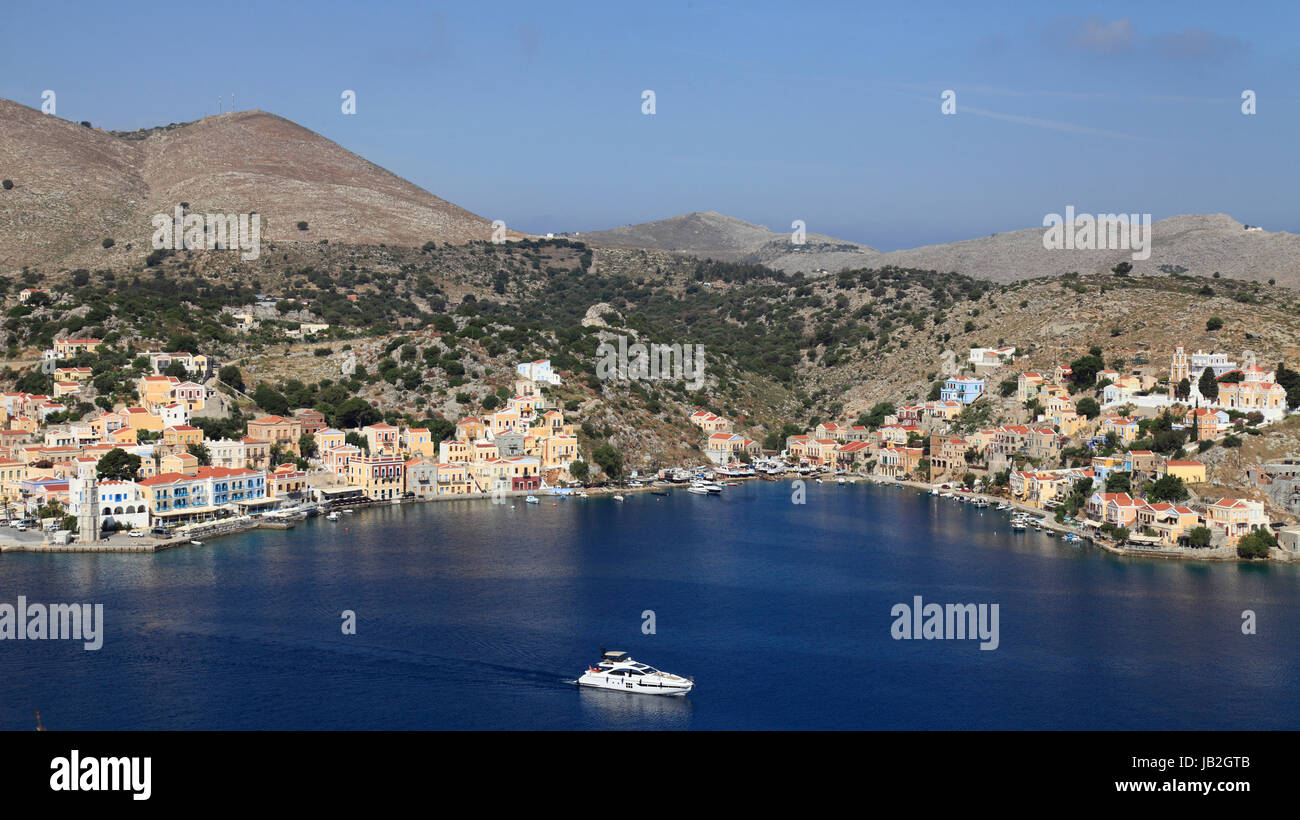 Symi harbour aerial view hi-res stock photography and images - Alamy