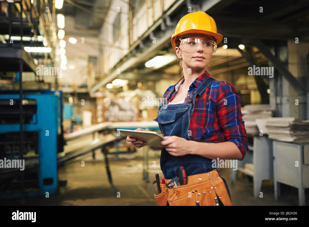 Female engineer using tablet industrial hi-res stock photography and ...