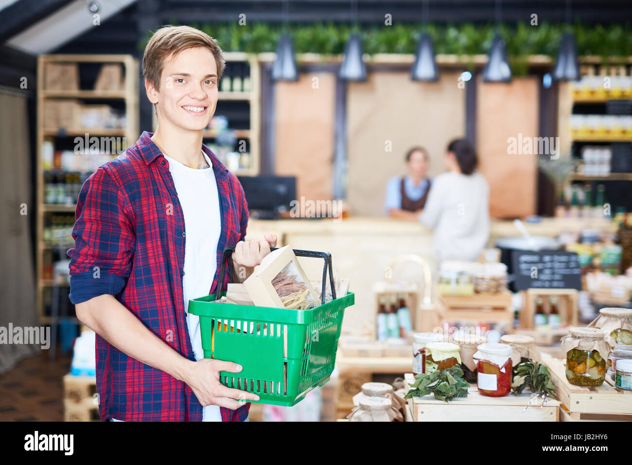 Shopping in Store with Farm Products Stock Photo - Alamy