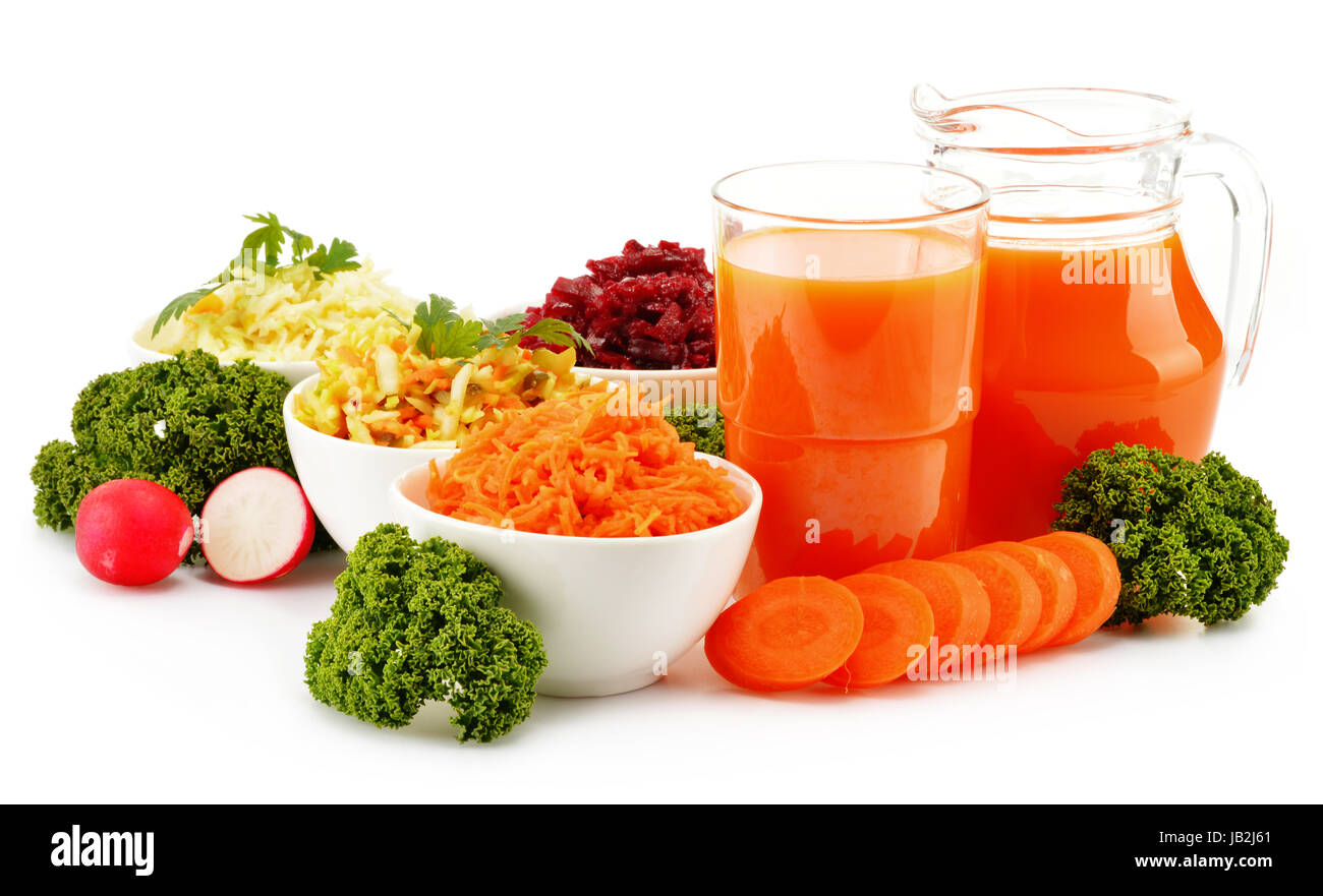 Composition with four vegetable salad bowls Stock Photo - Alamy