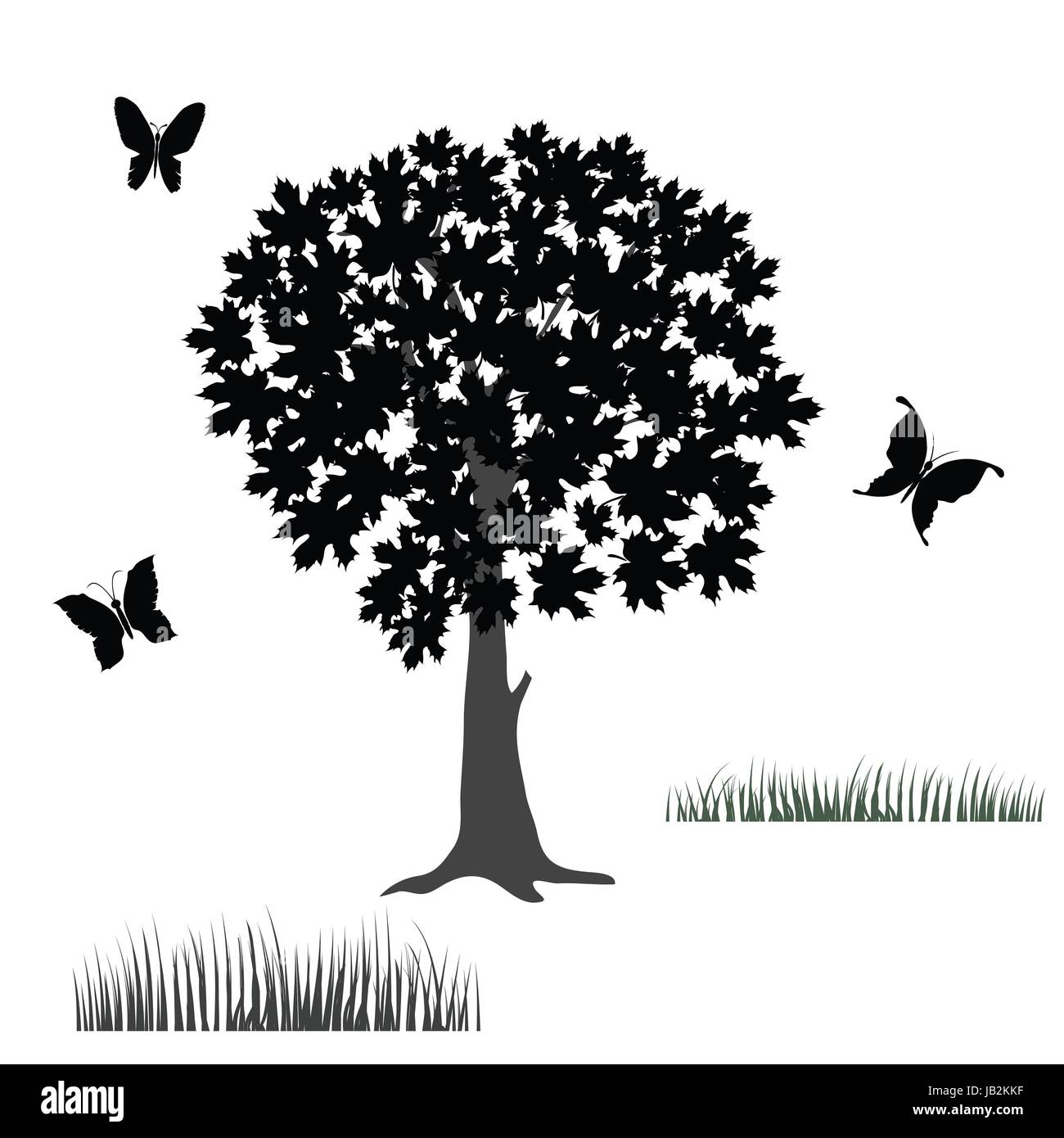 illustration with tree and butterflies for your design Stock Photo - Alamy