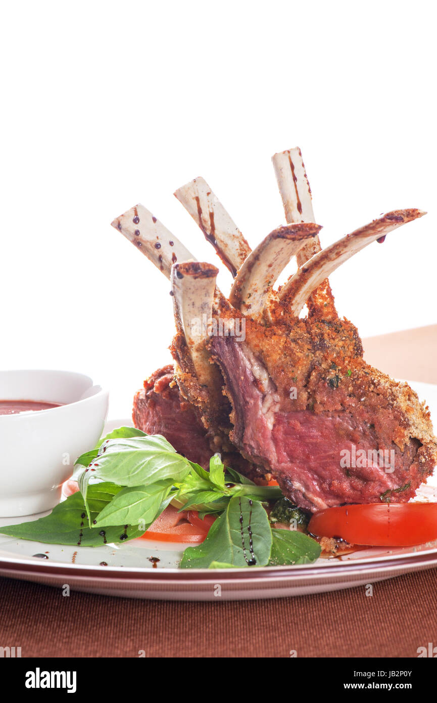 roasted lamb rib chops with vegetables Stock Photo - Alamy