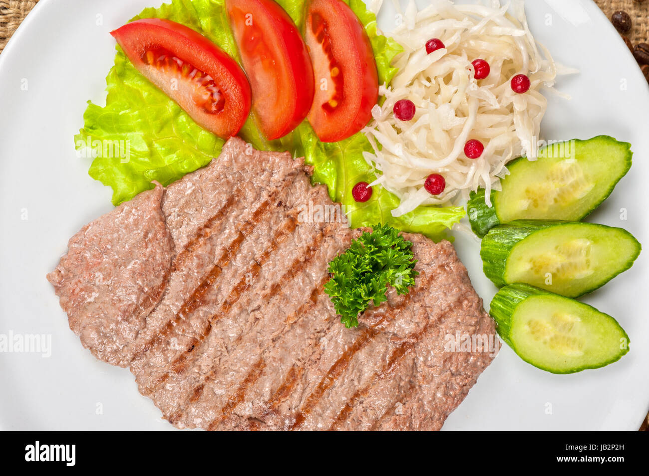 dish of meat chop with vegetable Stock Photo - Alamy