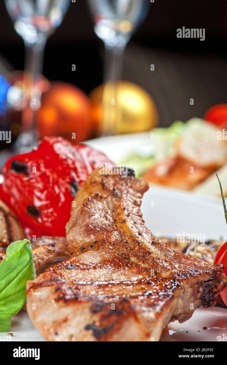 Christmas meat with vegetable for Holiday dinner Stock Photo - Alamy