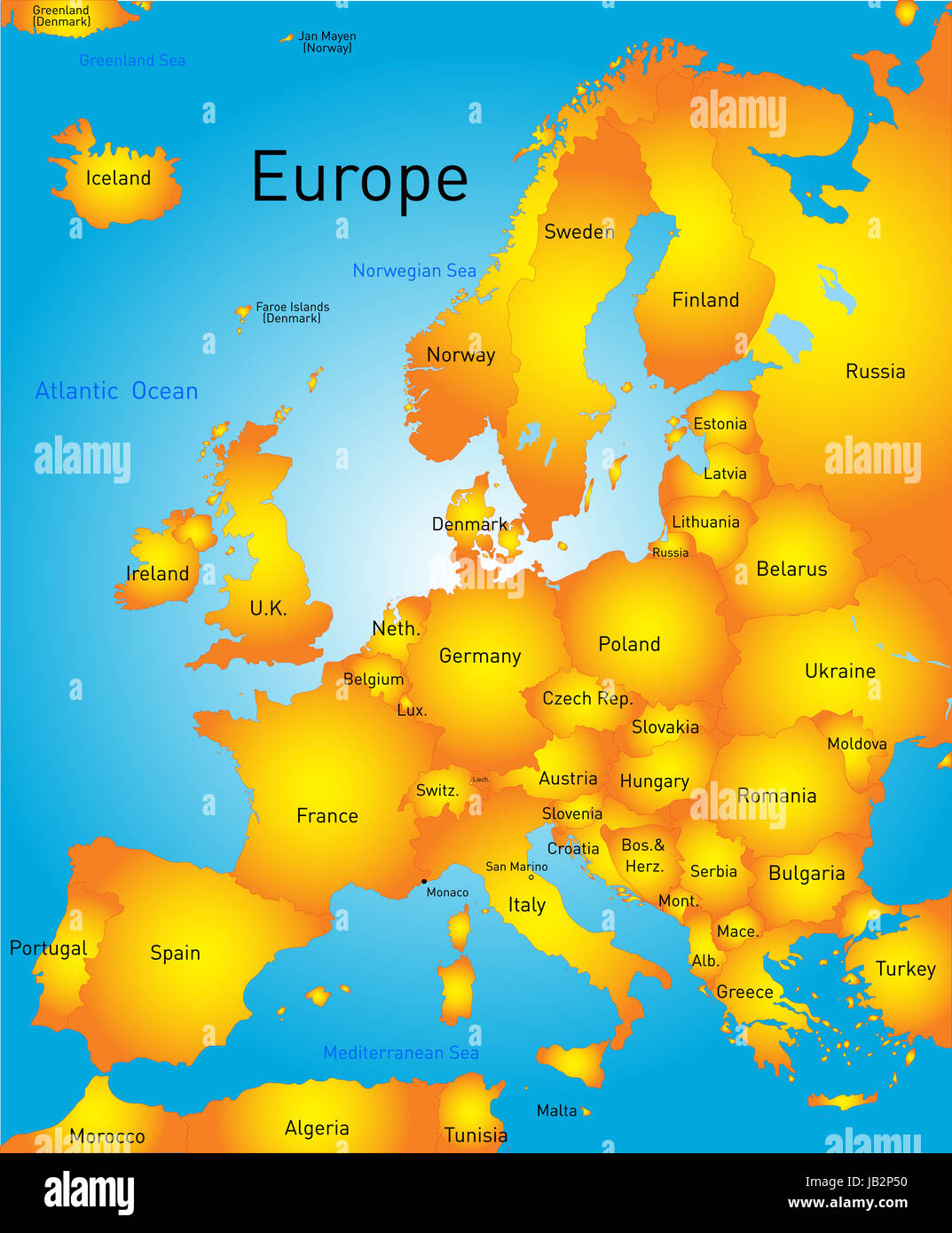 Vector map of europe continent Stock Photo - Alamy