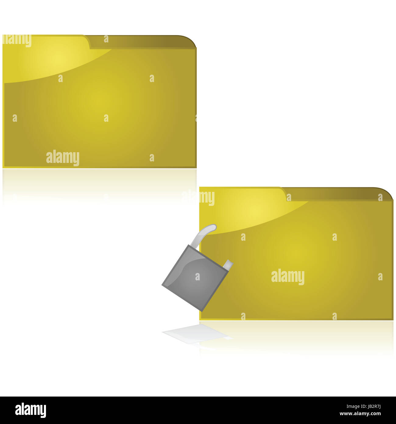 Glossy illustration showing two file folders, a normal one and another ...