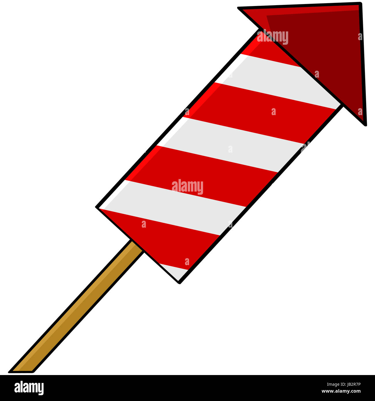 Cartoon illustration showing a big red and white firework rocket Stock ...