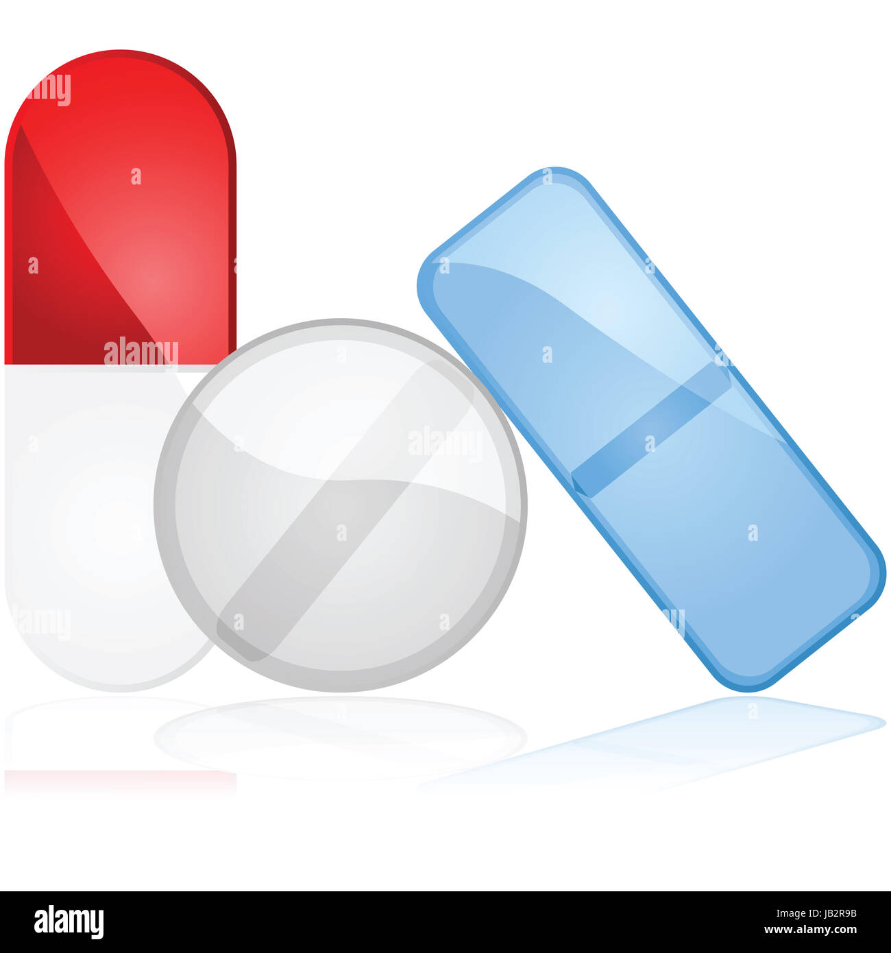 Glossy illustration showing different types of medicine pills Stock ...
