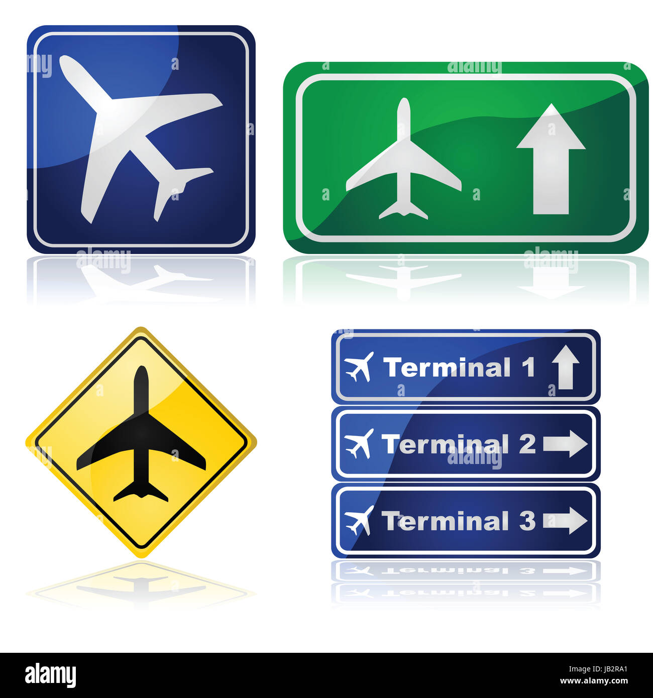 Illustration set showing different traffic signs for airports Stock ...